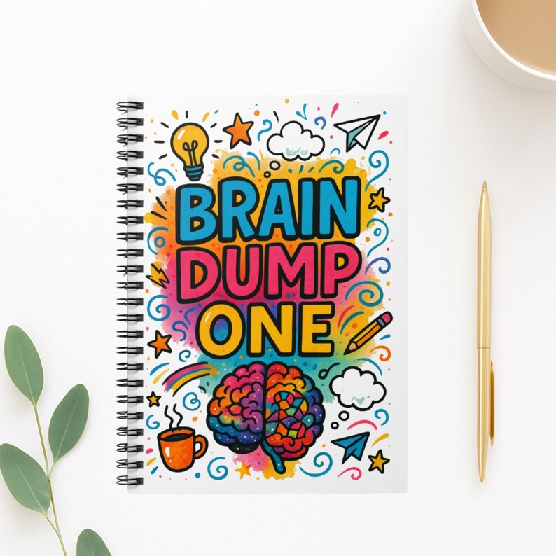 Brain Dump Spiral Notebook | Colorful Doodle Journal, 118 Ruled Pages ...