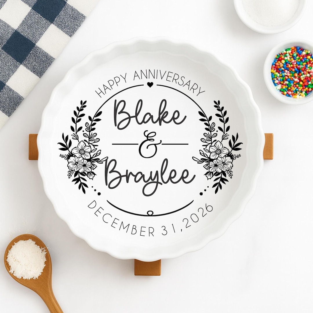 Personalized Pie Dish - Custom Engraved Ceramic Anniversary Gift ...