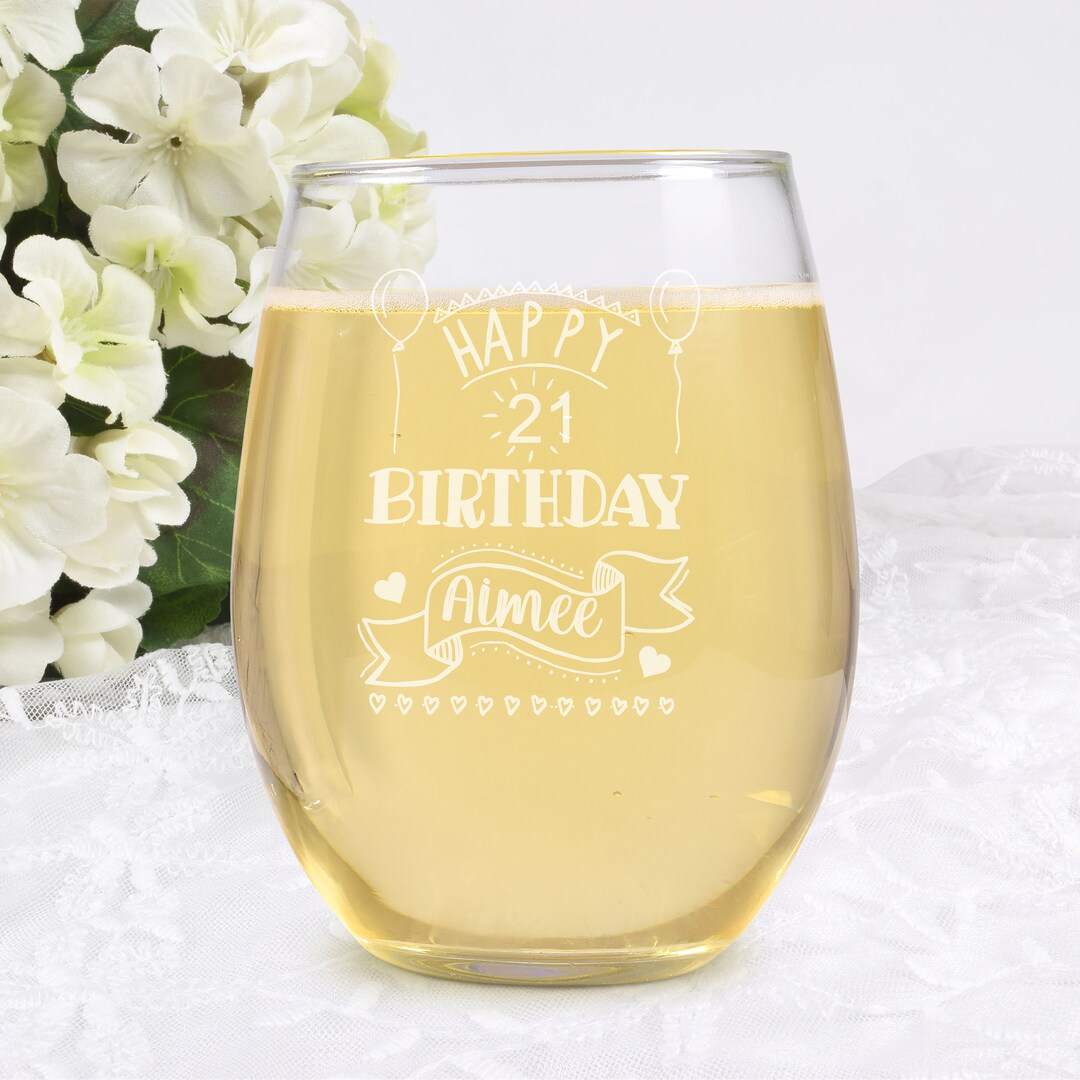 21st Birthday Stemless Wine Glass With Personalization | Fathers Day - Etsy