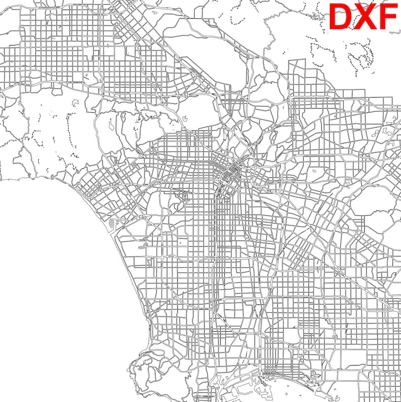 Los Angeles City Map: Bmp-dxf-jpeg-jpg-pdf-png-svg Files 1x1 Aspect ...