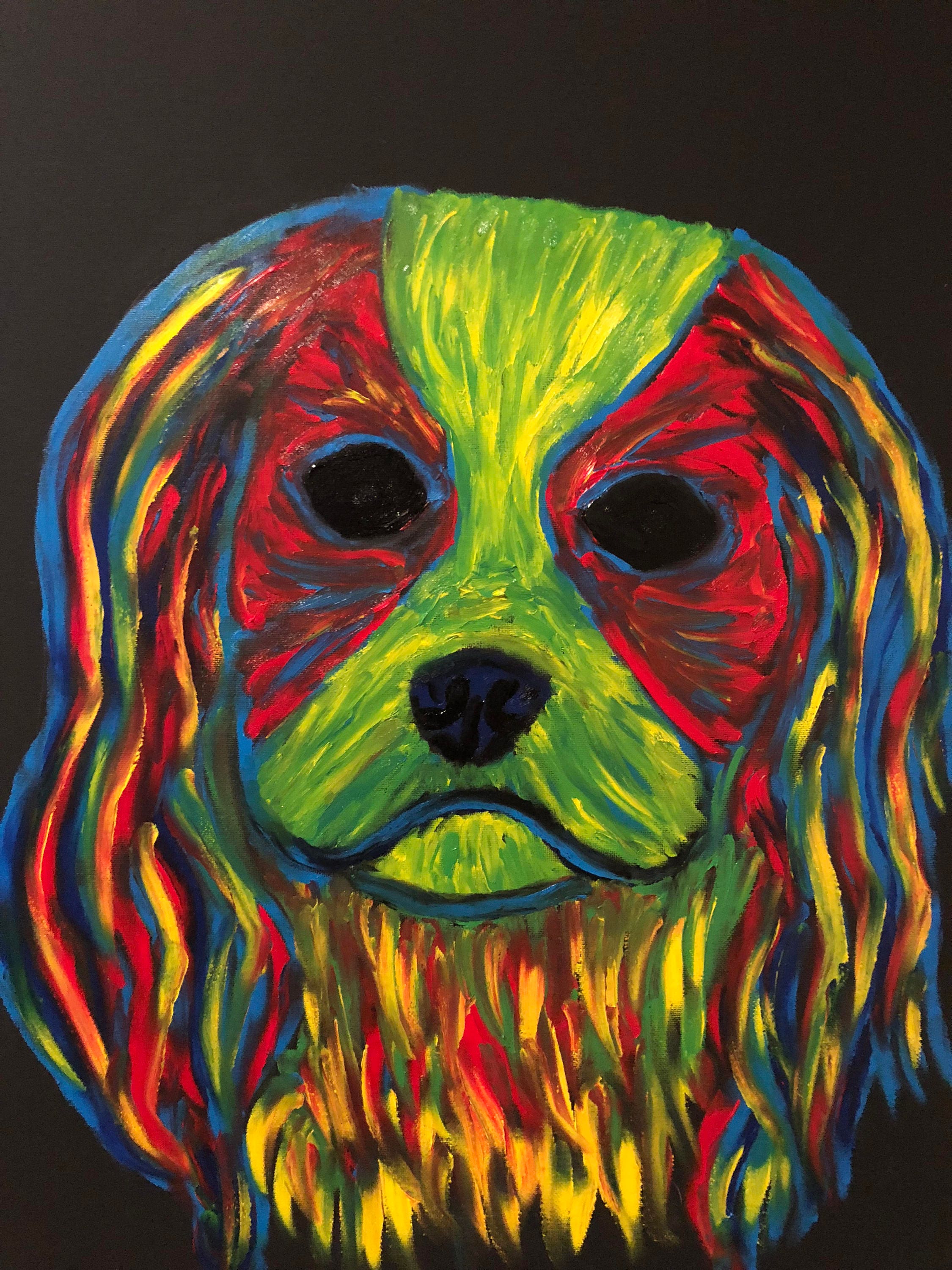 Lily Cavalier Finger Painted Original Oil Painting Matt Kinnaman ...