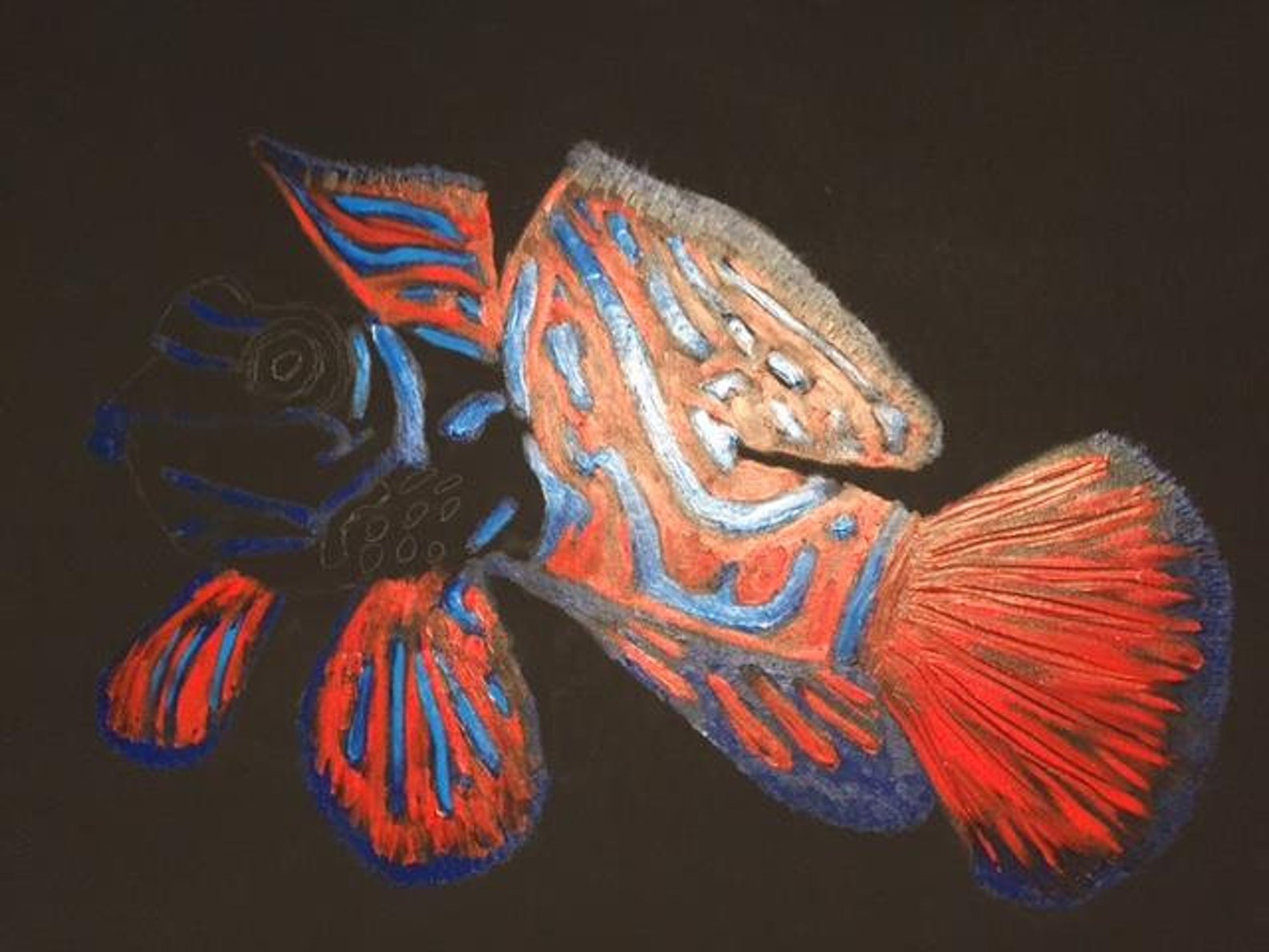 Mandarin Dragonet Saltwater Fish Original Finger Painting Matt Kinnaman ...