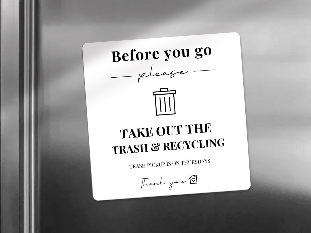 Airbnb Magnet, Take Out Trash, House Rules Magnet, Airbnb Trash Recycle ...