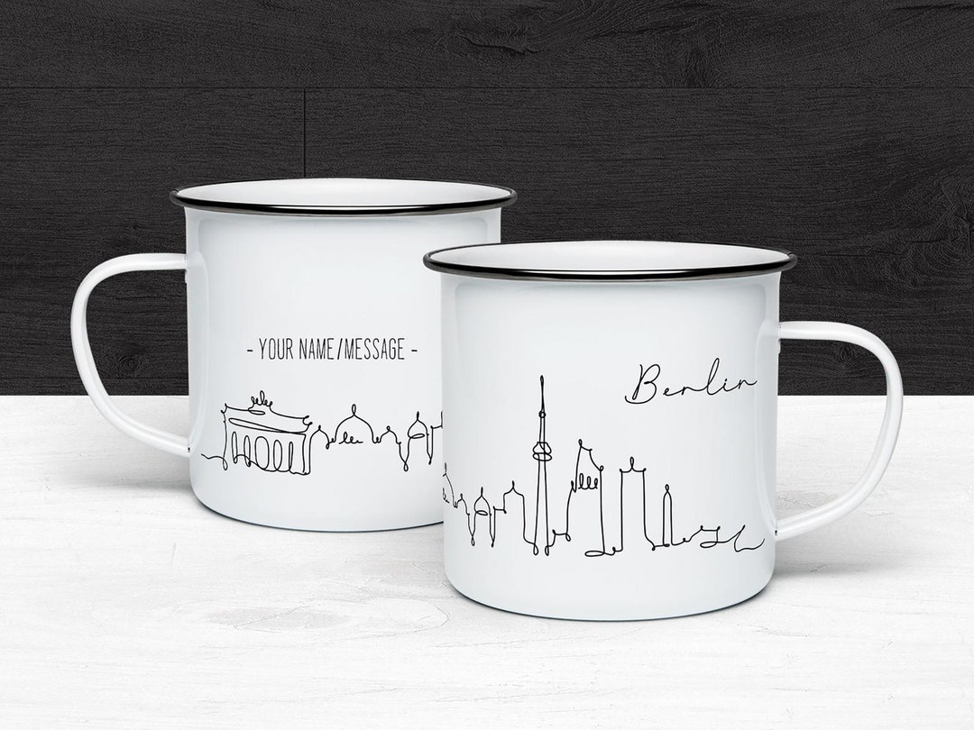 Berlin Skyline Camp Mug, Berlin Gift, Campfire Mug, Enamel Coffee Mug ...
