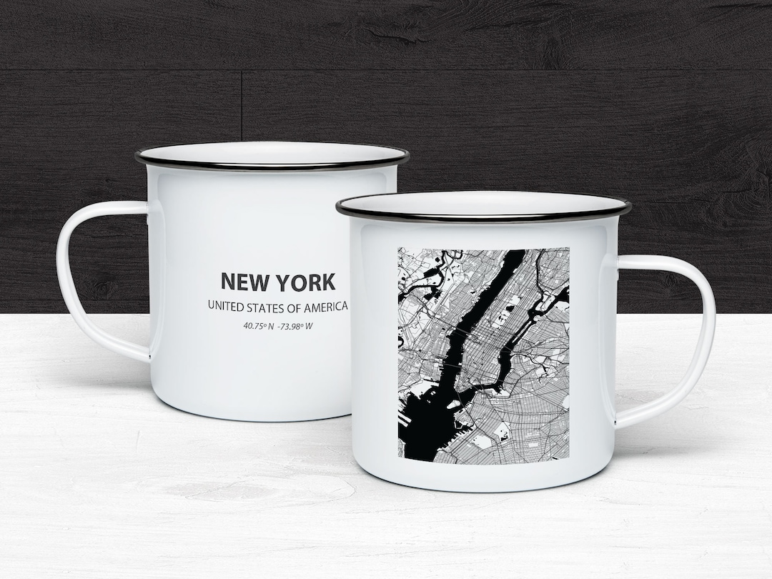 City Map Camp Mug, Street Map Print, Black and White Map, Campfire Mug ...