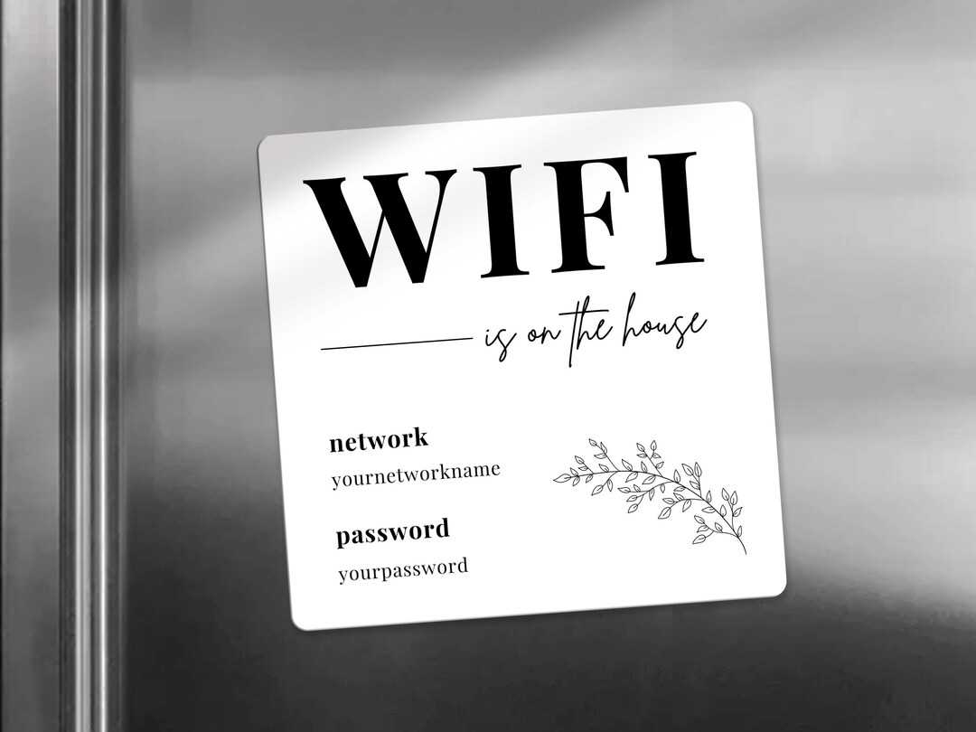 Wifi Airbnb Magnet Floral, Custom Wifi Password Sign, Network Login ...
