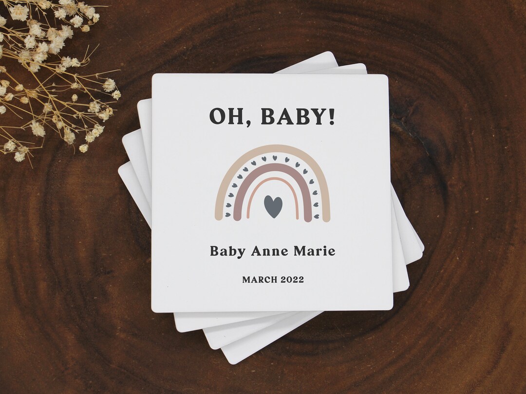 Personalized Baby Shower Coasters, Oh Baby Coaster, Baby Gifts, Baby ...