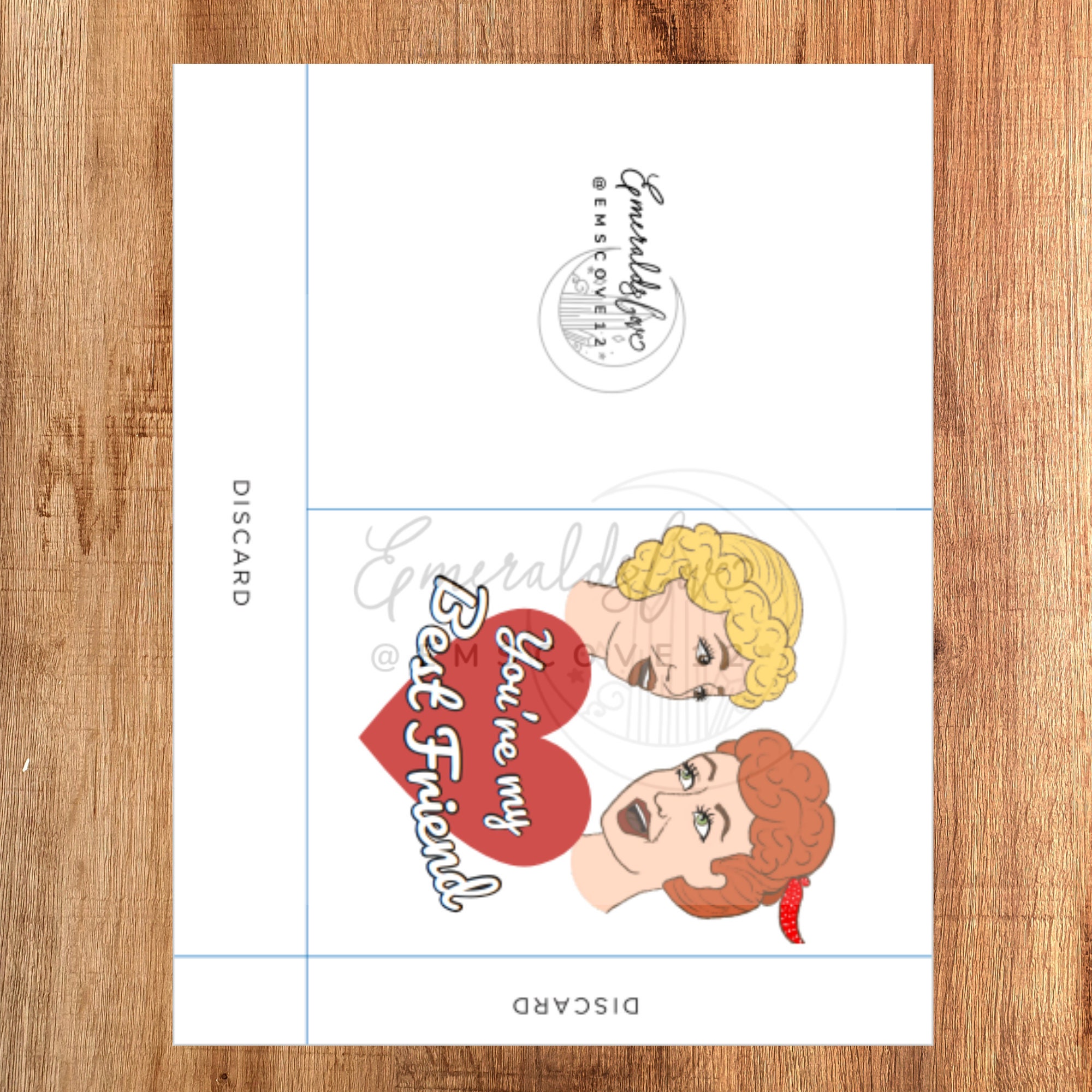 I Love Lucy Birthday Card and Envelope Instant Download Printable 5x7 ...