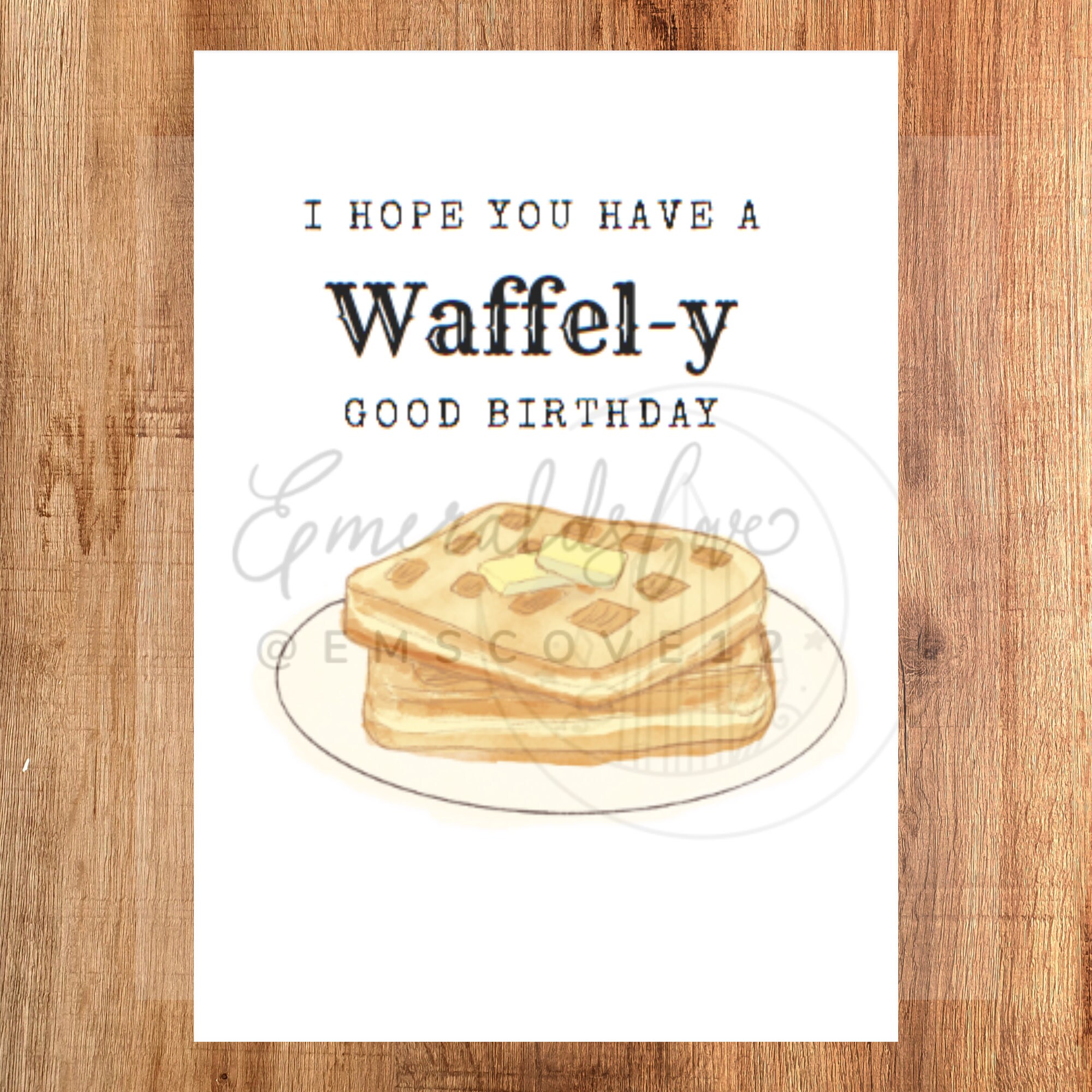 Waffle Printable Birthday Card, Printable Birthday Card, Digital Card ...