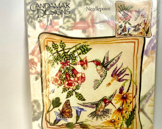 Vintage Candamar Designs, Inc, Needlepoint Hummingbird and Flowers ...