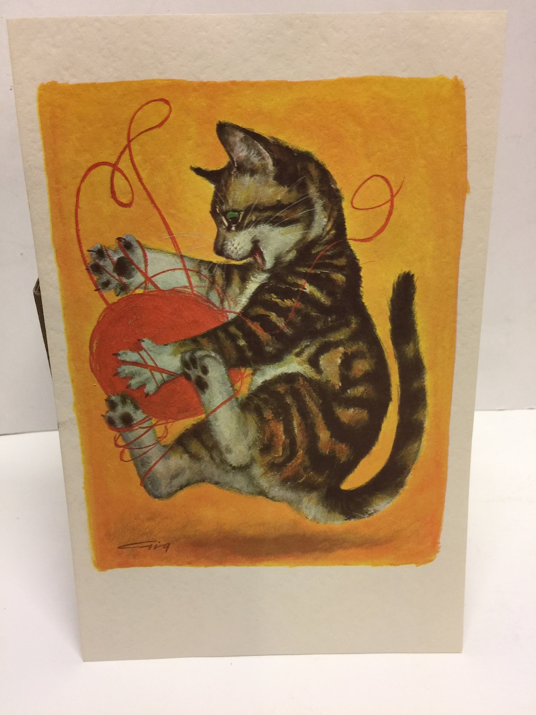 Vintage Fireball Cat Lithograph Print by Gig Goodenow - Etsy