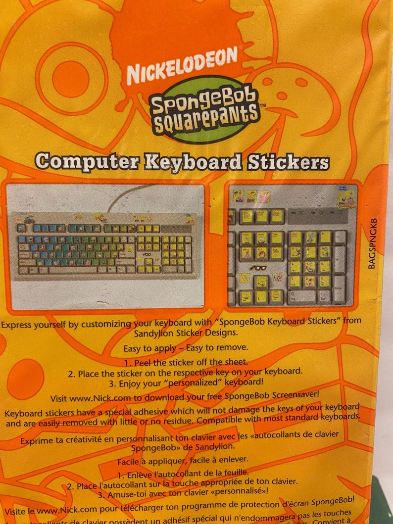 Vintage Spongebob Squarepants, Keyboard Computer Stickers, Nickelodeon ...