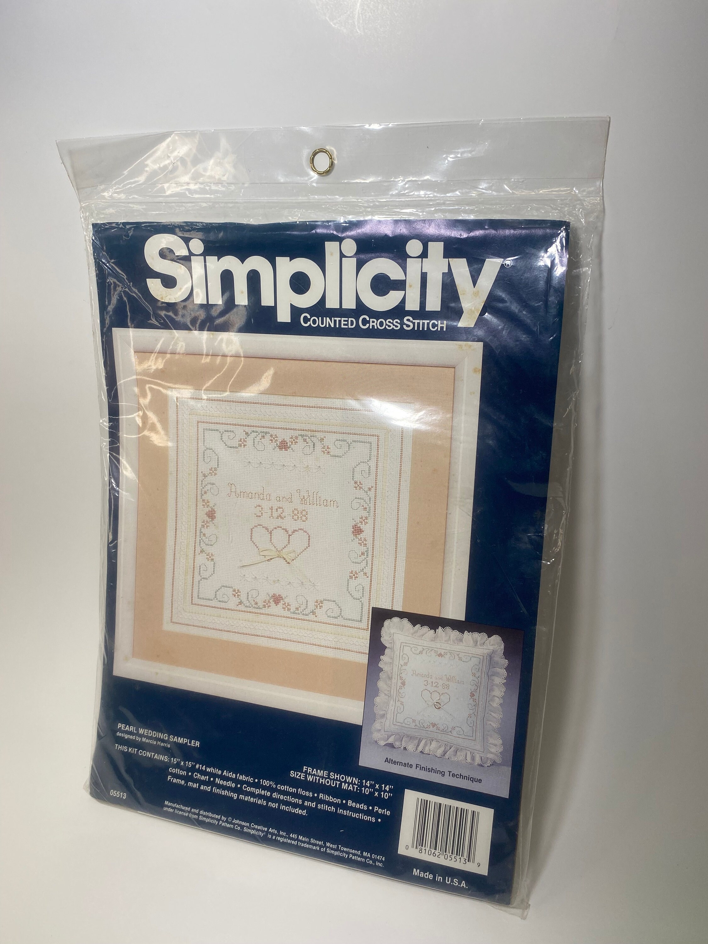 Vintage Simplicity, Pearl Wedding Sampler, Vintage Counted Cross Stitch Kit, Kit 05513 Gift for ...