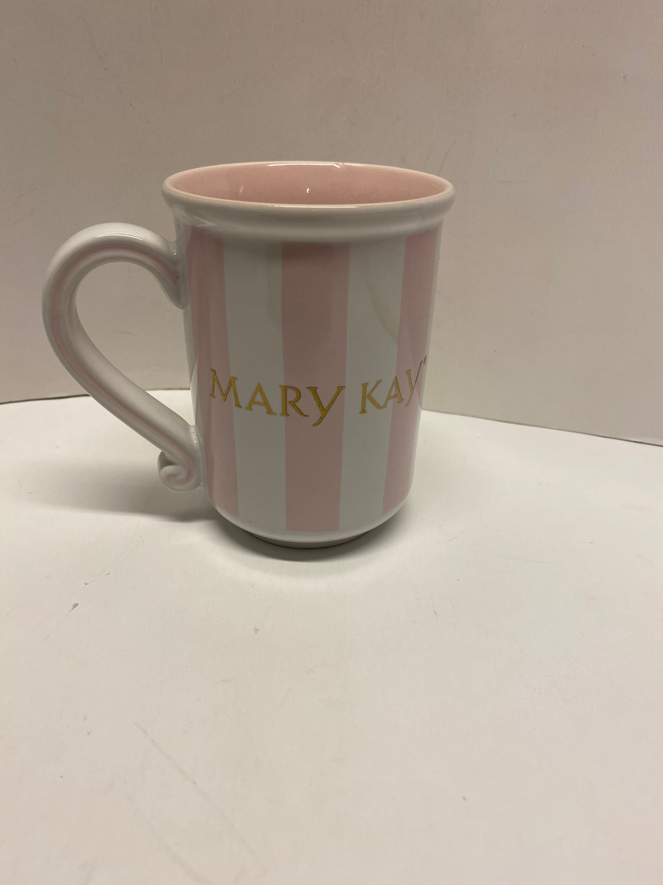 Vintage Mary Kay Coffee Mug Pink and White Striped Mary Kay - Etsy
