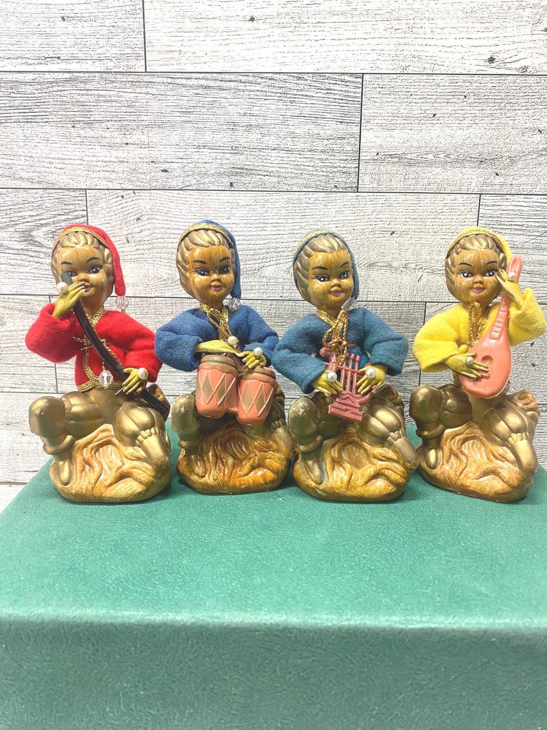 Vintage Tilso Pixie Elves, Musical Instrument Figurines, 1950s ...