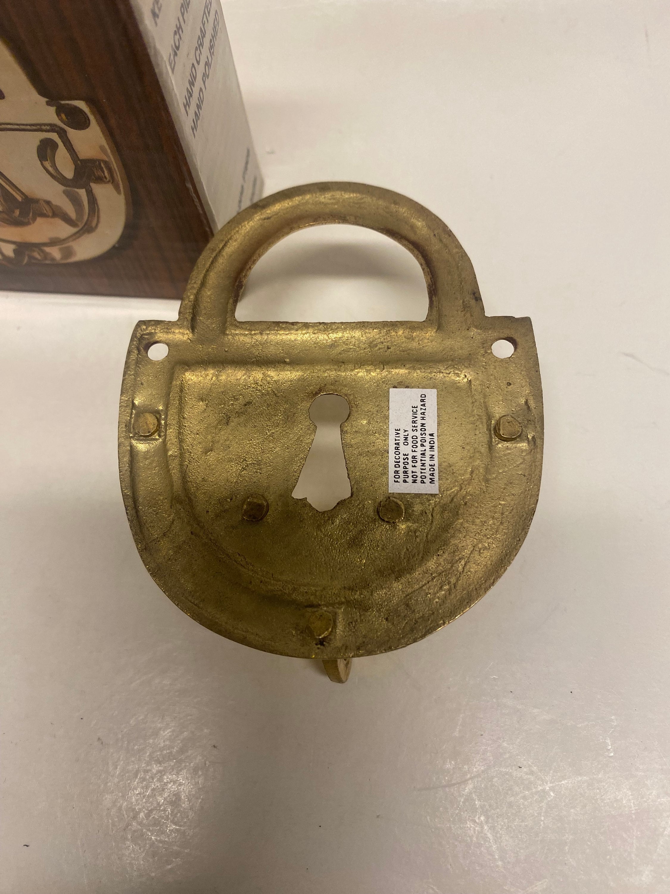 Vintage Brass Padlock Shaped, Key Rack Holder With Box, 5 Hooks, Hang ...