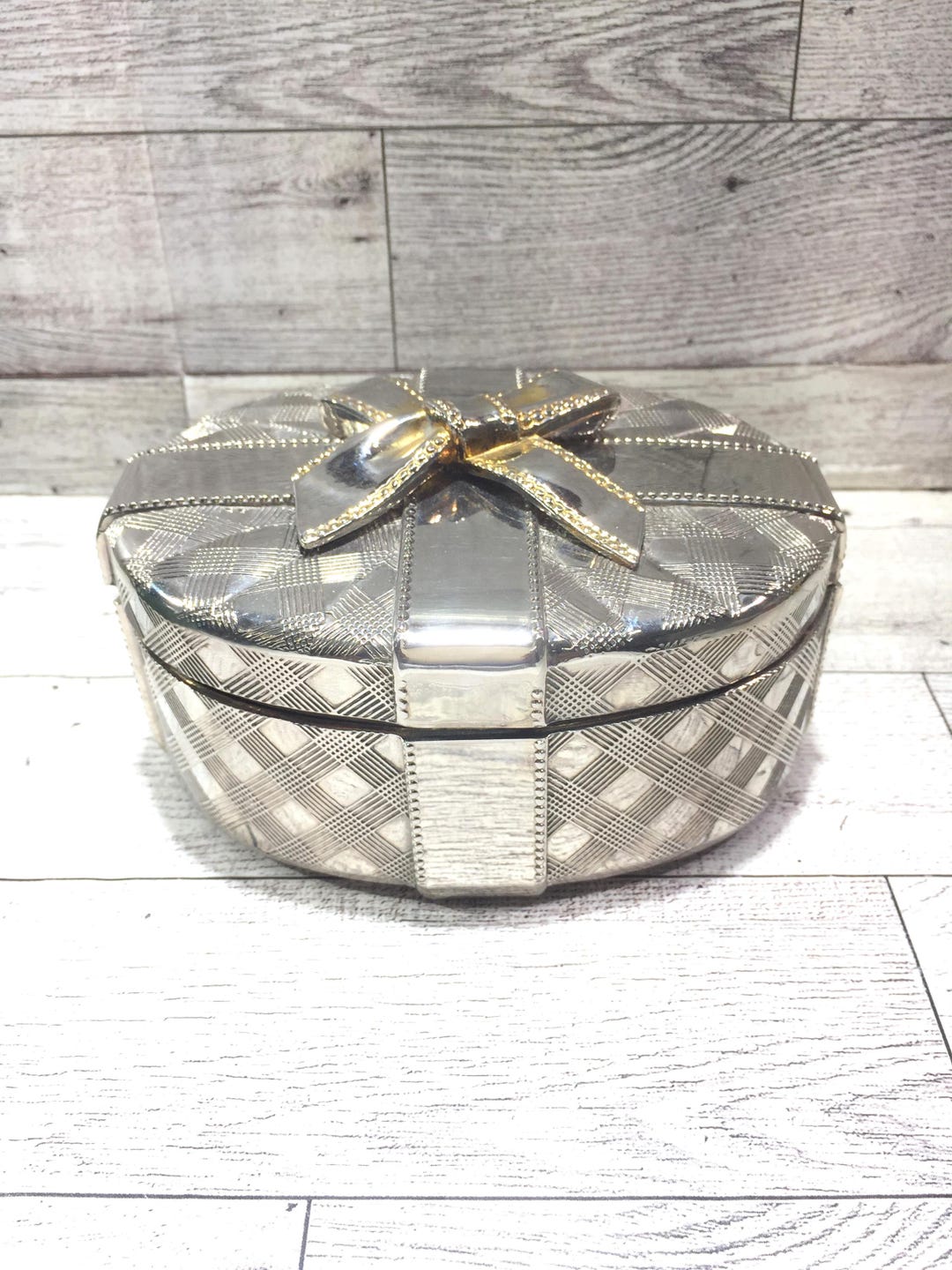 Vintage Jewelry Box, Godinger Silver Art Co., Silver Plated With Bow ...