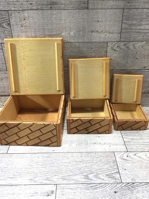 Vintage Bamboo Nesting Boxes, Set 3 Crowning Touch Co… - Gem