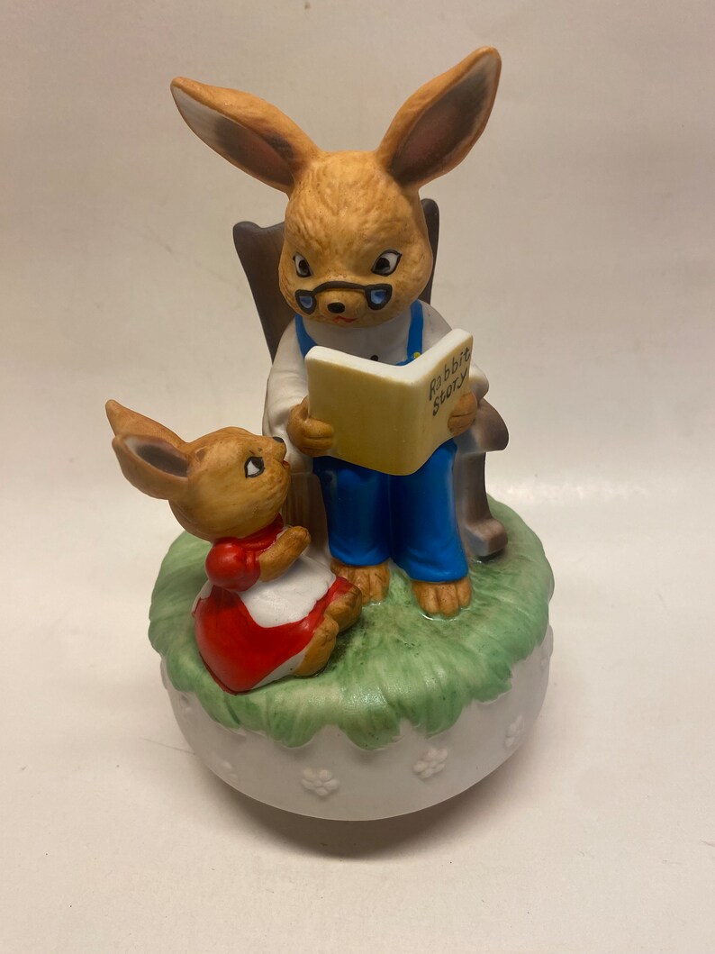 Vintage Rabbit Revolving Music Box, Animal Musical Figurine, Plays ...