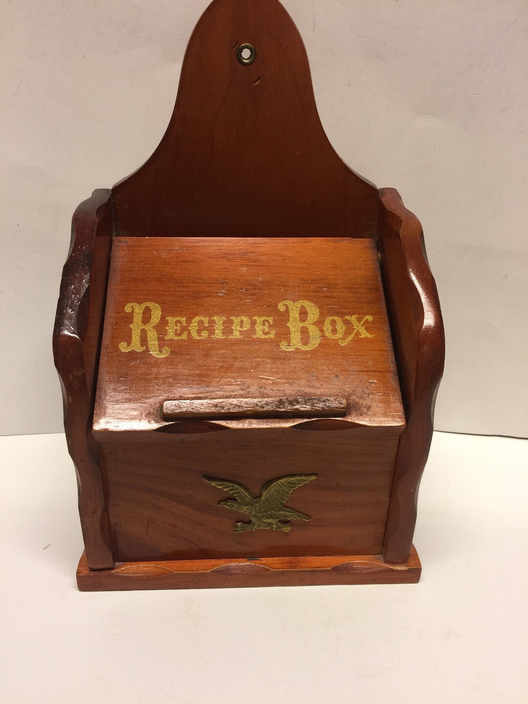 Vintage Wooden Recipe Box, Vintage Recipe Box, Wall Hanging, Americana ...