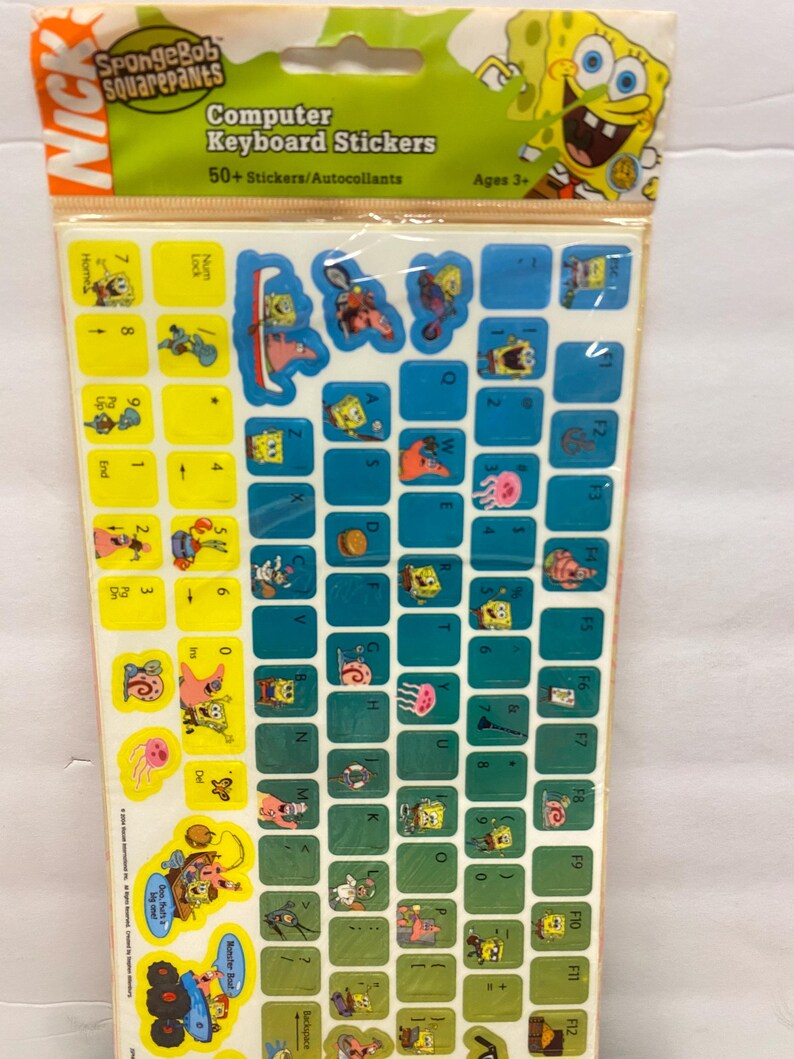 Vintage Spongebob Squarepants, Keyboard Computer Stickers, Nickelodeon ...