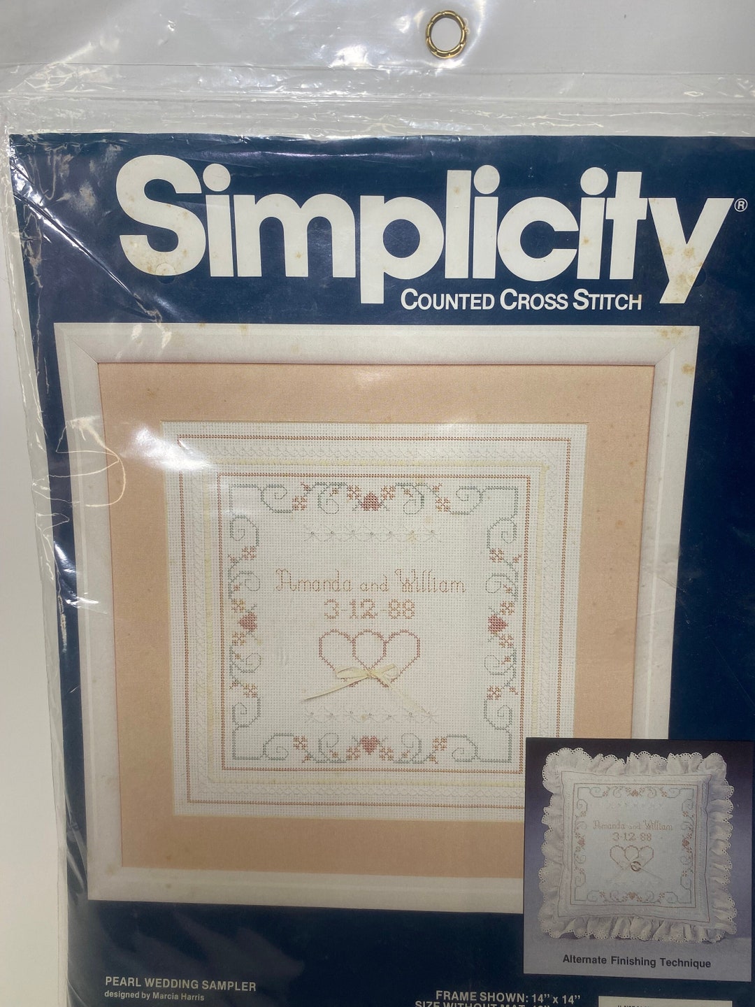 Vintage Simplicity, Pearl Wedding Sampler, Vintage Counted Cross Stitch Kit, Kit 05513 Gift for ...