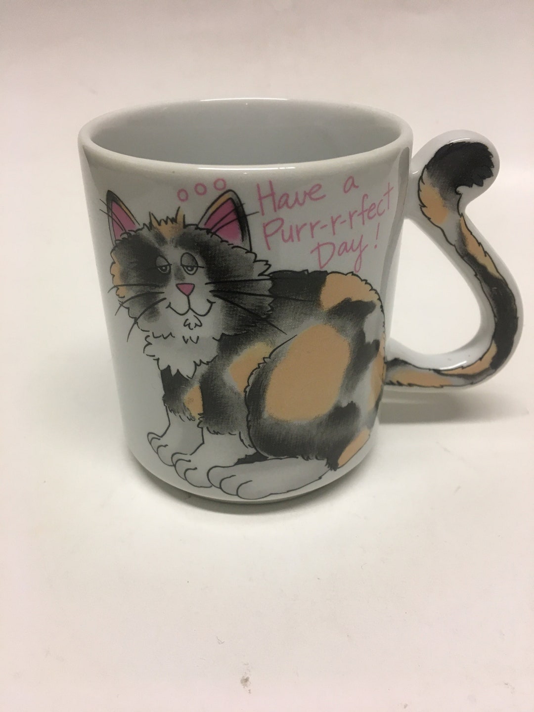 Vintage Cat Coffee Mug With Cat Tail Handle - Made in Japan - Etsy