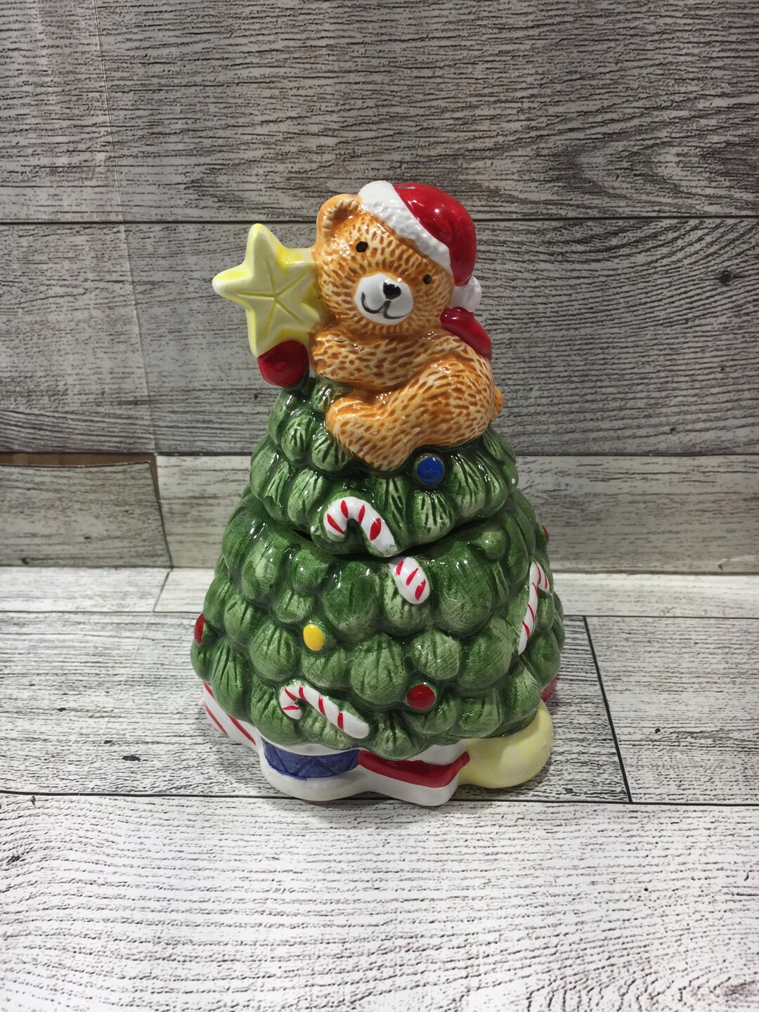 Vintage Christmas Tree Teddy Bear, Vintage Stackable Salt & Pepper ...