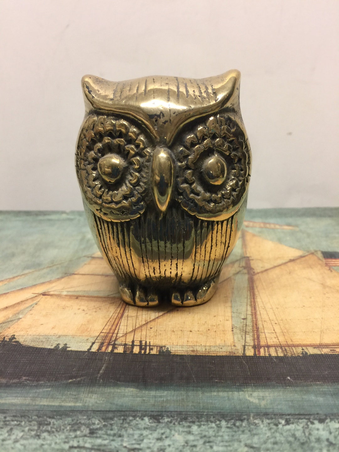 Vintage BRASS Owl, Vintage Owl, Owl Figurine, Solid Brass Owl, Vintage ...