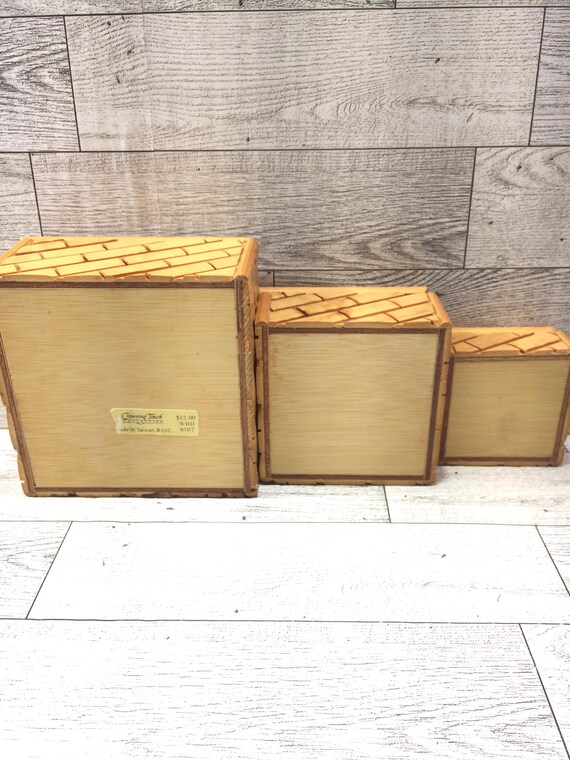 Vintage Bamboo Nesting Boxes, Set 3 Crowning Touch Co… - Gem