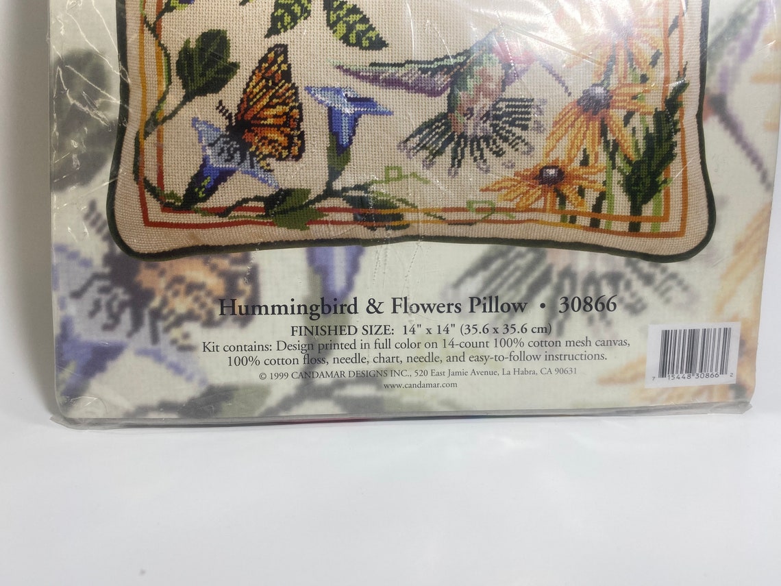 Vintage Candamar Designs, Inc, Needlepoint Hummingbird and Flowers ...