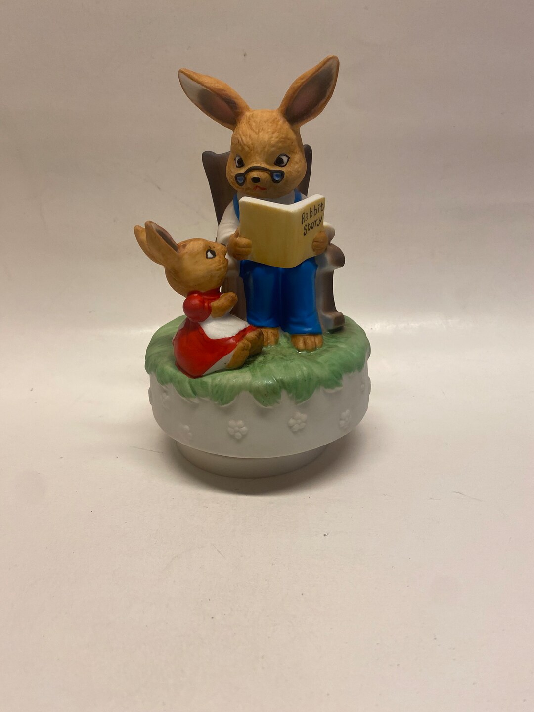 Vintage Rabbit Revolving Music Box, Animal Musical Figurine, Plays ...