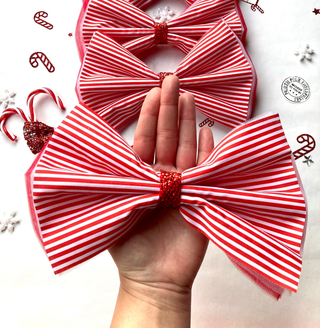 X Large Candy Cane Bow. Candy Cane Decor. Christmas Tree Bows ...