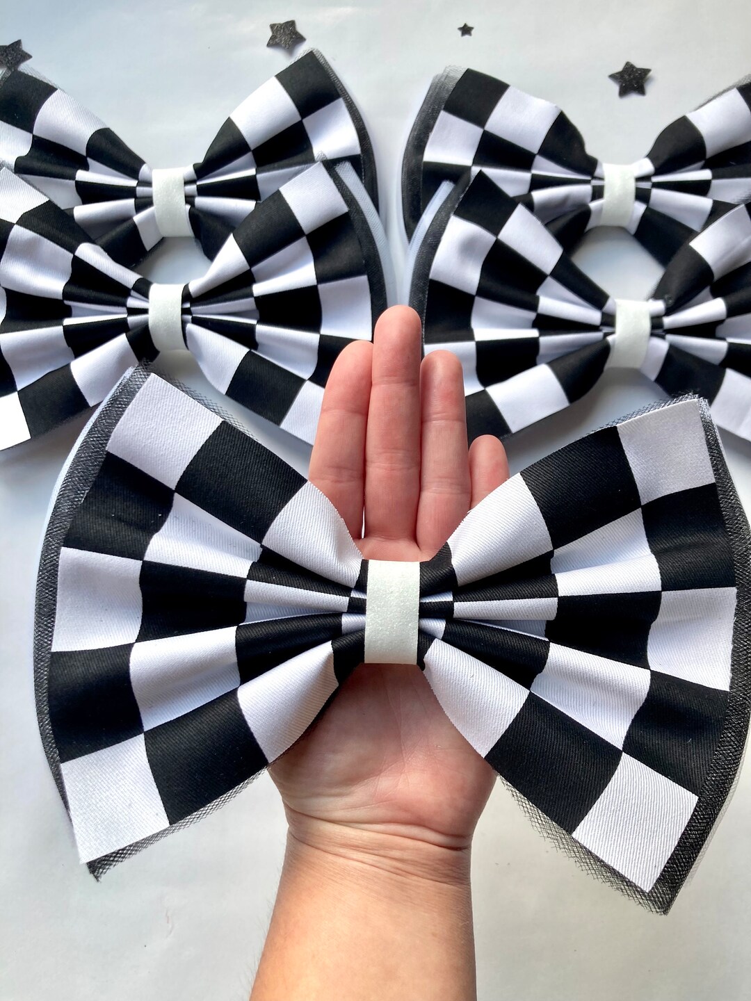 Large Black and White Check Checkerboard Christmas Tree Bows. - Etsy