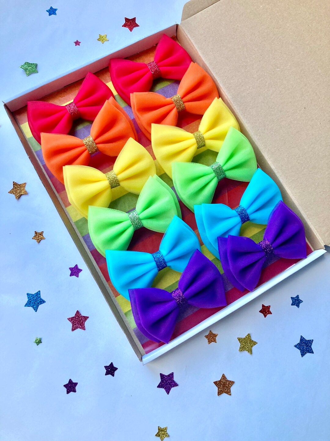 12 Rainbow Pride LGBTQ Christmas Tree Bows Decorations Bright Rainbow ...