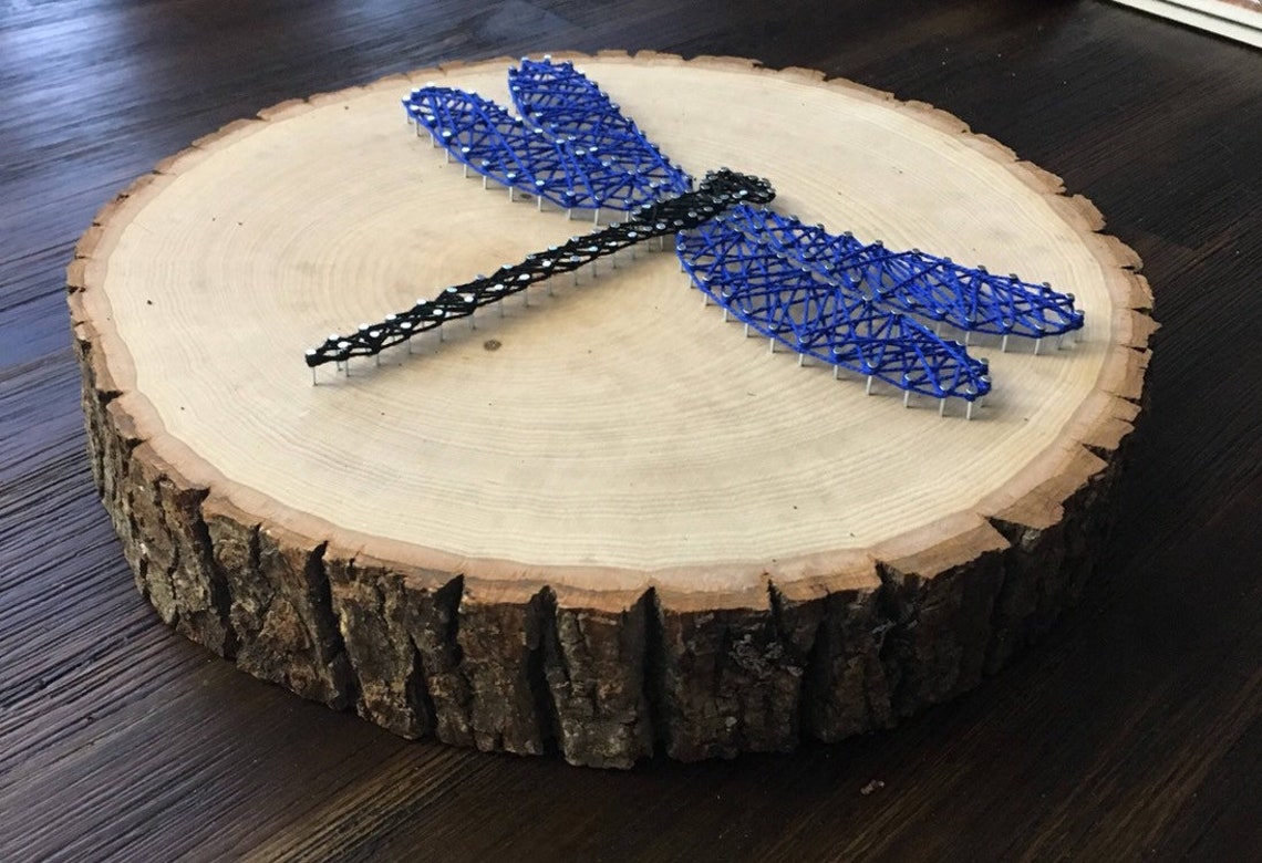 Custom Dragonfly String Art on Live Edge Board - Etsy