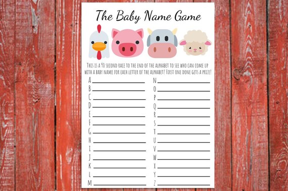 Instant Download the Baby Name Game Printable Baby Shower - Etsy Ireland