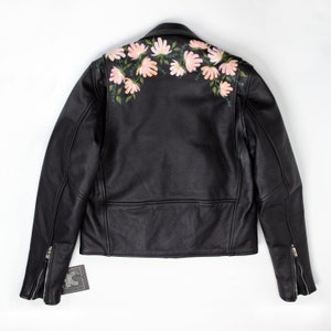 MADE TO ORDER / Custom Hand-painted Flowers on Genuine Leather ...