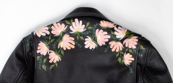 MADE TO ORDER / Custom Hand-painted Flowers on Genuine Leather | Etsy