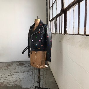 MADE TO ORDER / Custom Hand-painted Hearts on Genuine Leather ...