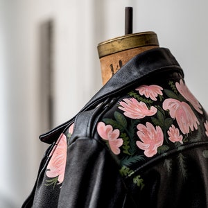 MADE TO ORDER / Custom Hand-painted Flowers on Genuine Leather ...