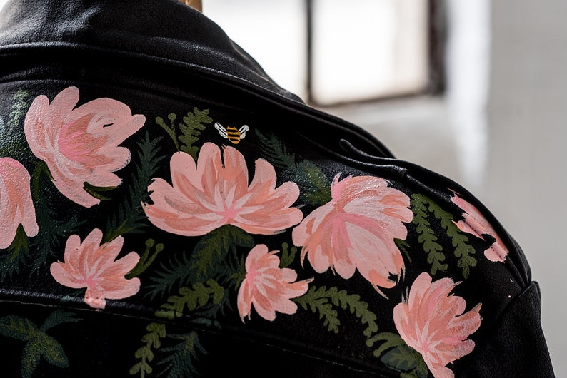 MADE TO ORDER / Custom Hand-painted Flowers on Genuine Leather - Etsy