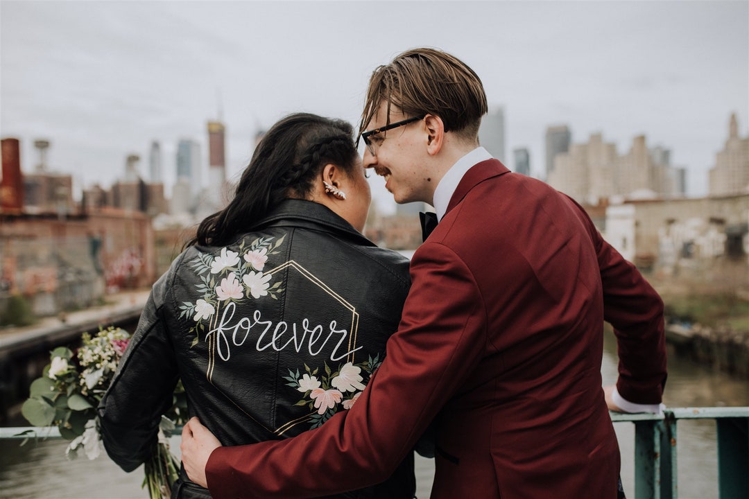 Painted Bride Jacket / Custom Wedding Jacket / Made to Order Mrs, Wifey ...