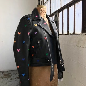 MADE TO ORDER / Custom Hand-painted Hearts on Genuine Leather ...