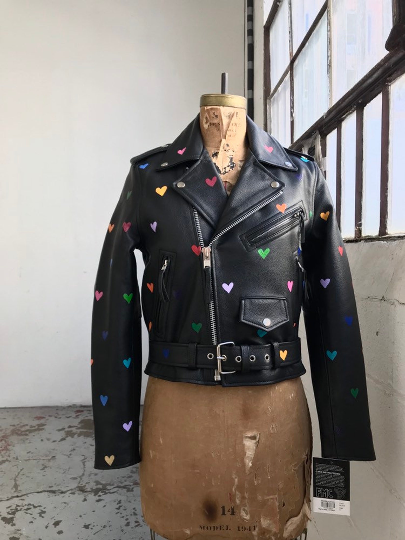 MADE TO ORDER / Custom Hand-painted Hearts on Genuine Leather - Etsy