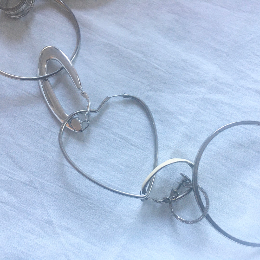 Chunky Chain Necklace Made From Recycled Silver Tone Earrings - Etsy
