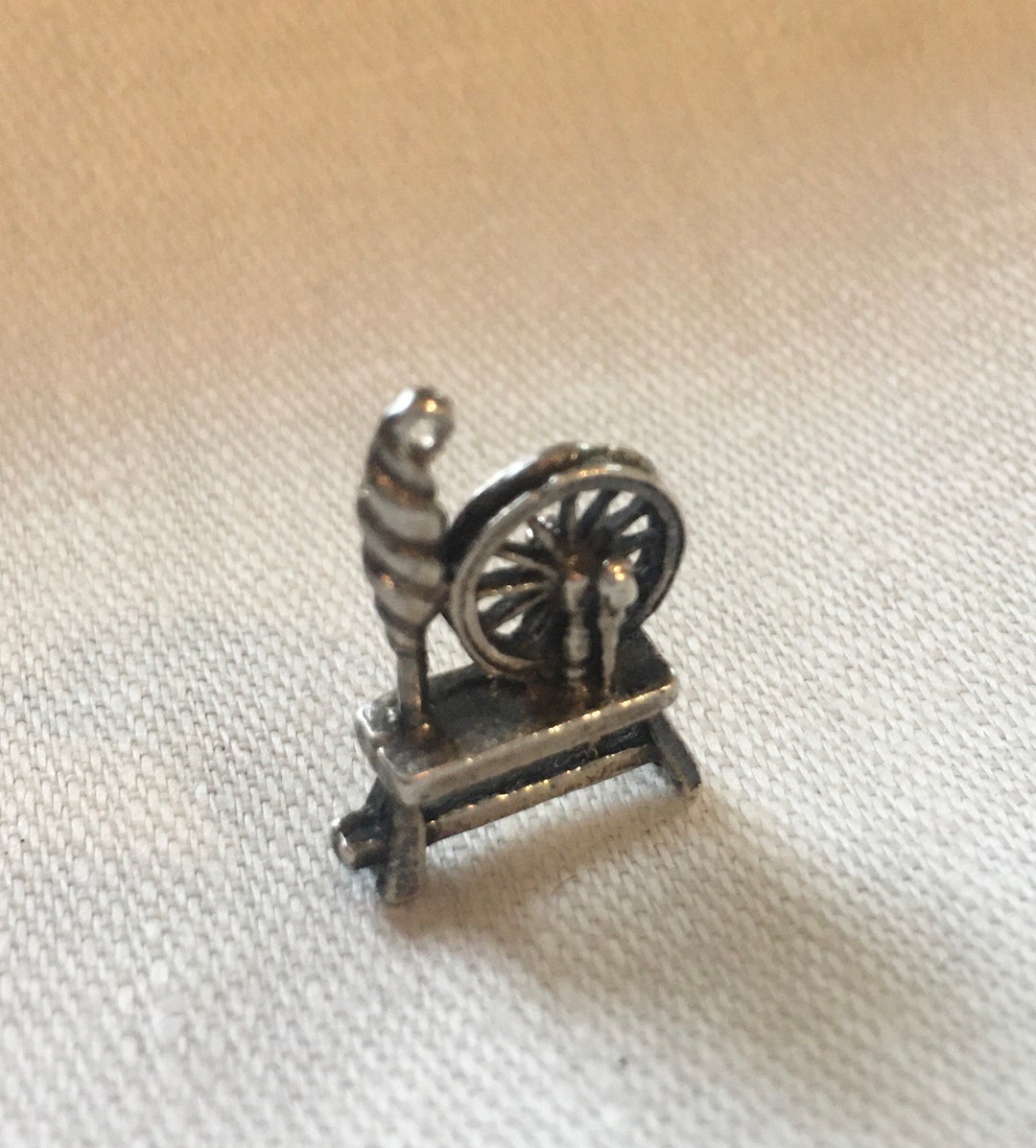 Spinning Wheel CHARM; Vintage Silver Charm; Unusual Antique Charm - Etsy