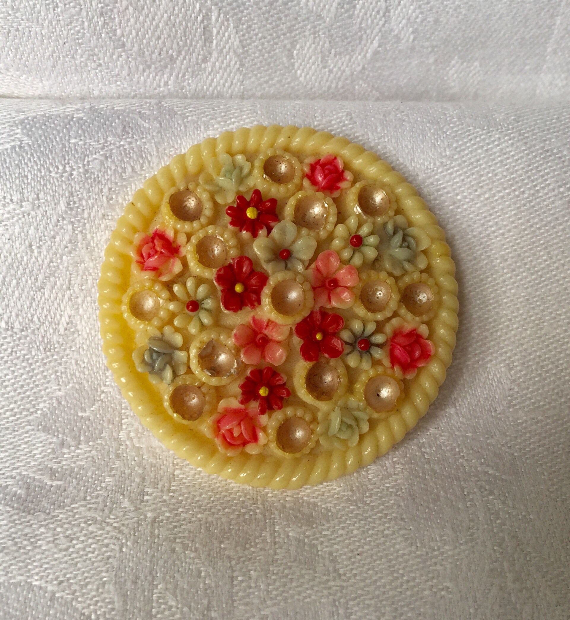 FLORAL CELLULOID BROOCH Vintage 1950s Colorful Pink Ivory - Etsy España