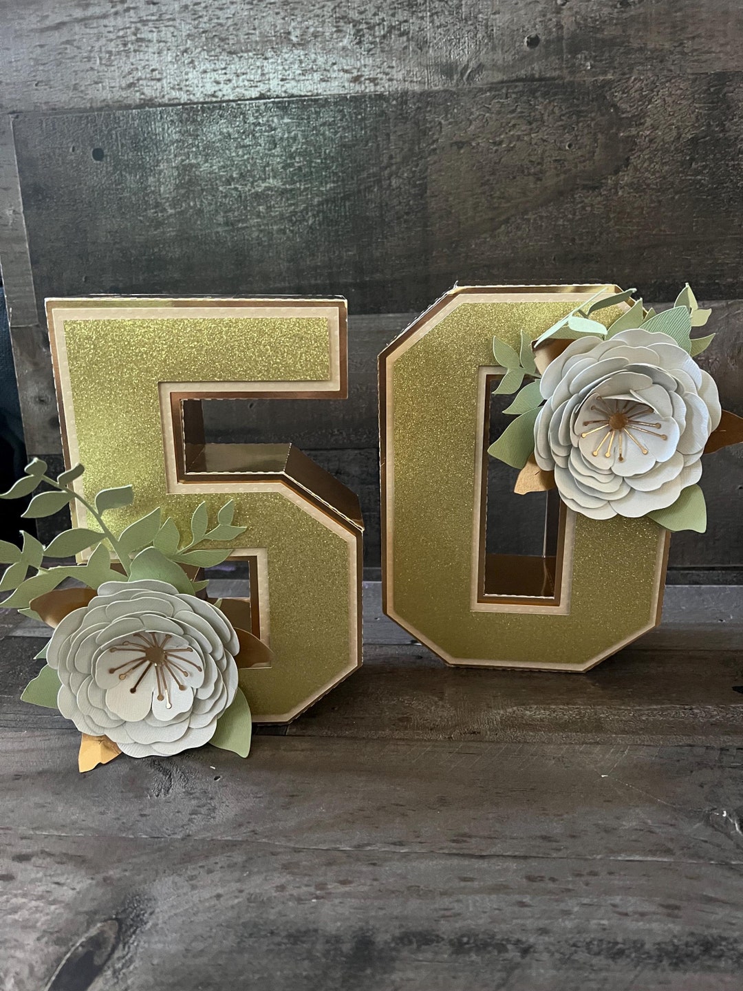 Golden 50th Anniversary Table Centerpiece: Handmade 3D Letter Set - Etsy