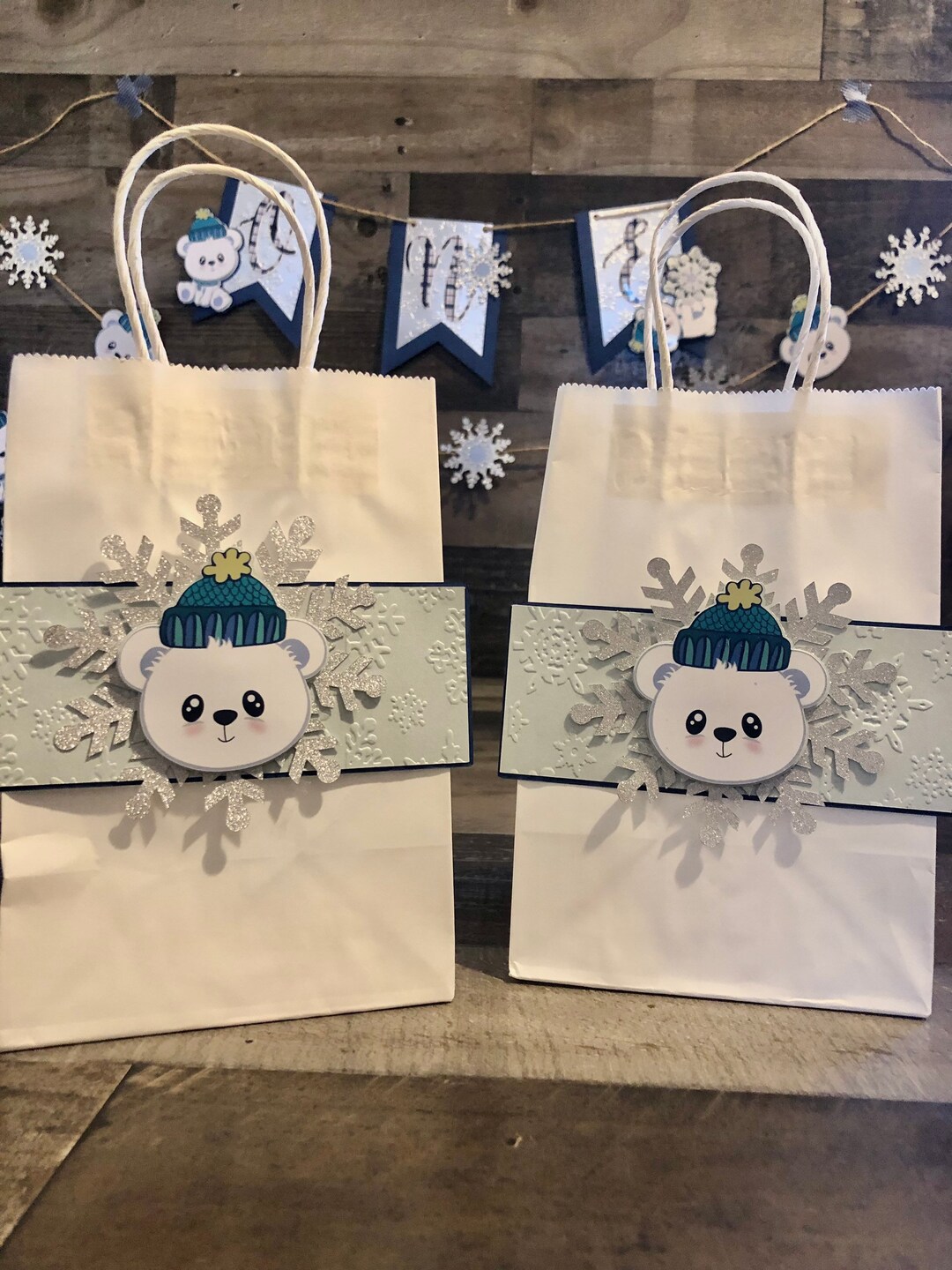 Polar Bear Birthday Gift Bags: Winter Party Favor Boxes - Etsy